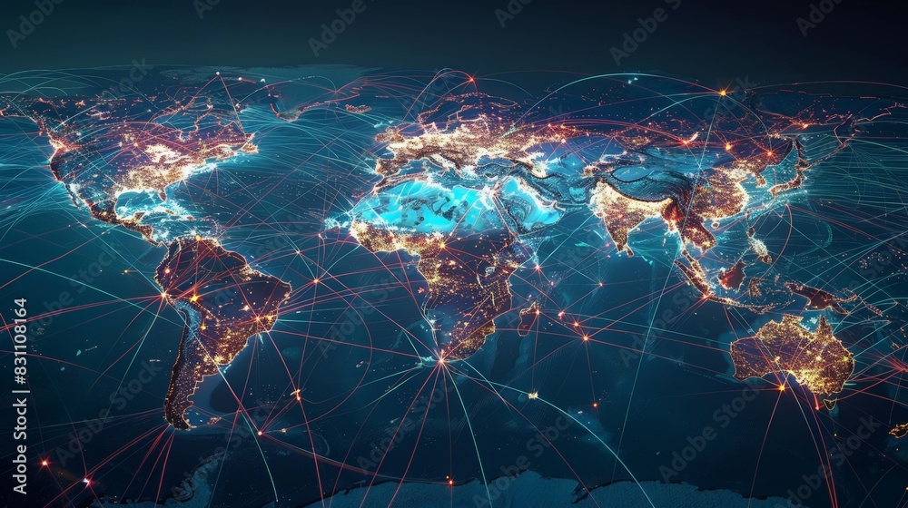 Design a world map highlighting the major international airports and ...