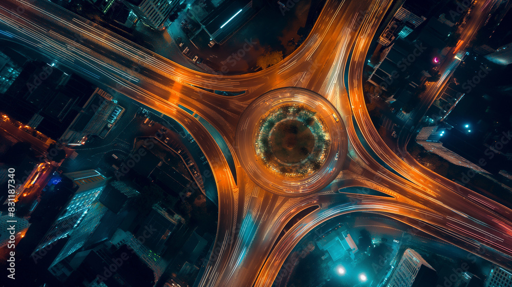 Top view of the ring road traffic expressway is an important ...