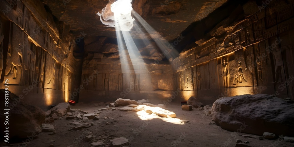 Exploring hidden Egyptian Pharaohs tombs King Tuts pyramid lit by ...