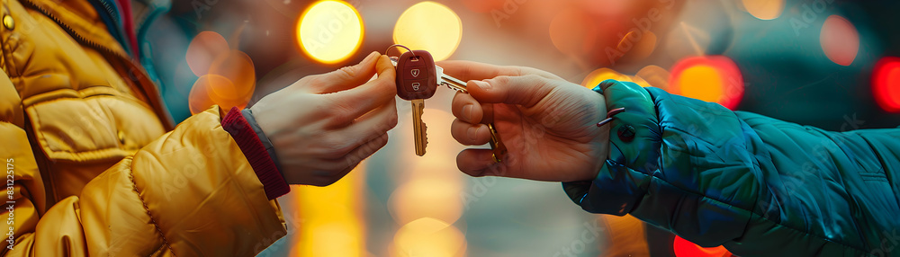 High resolution image of a teen excitedly receiving the keys to their ...