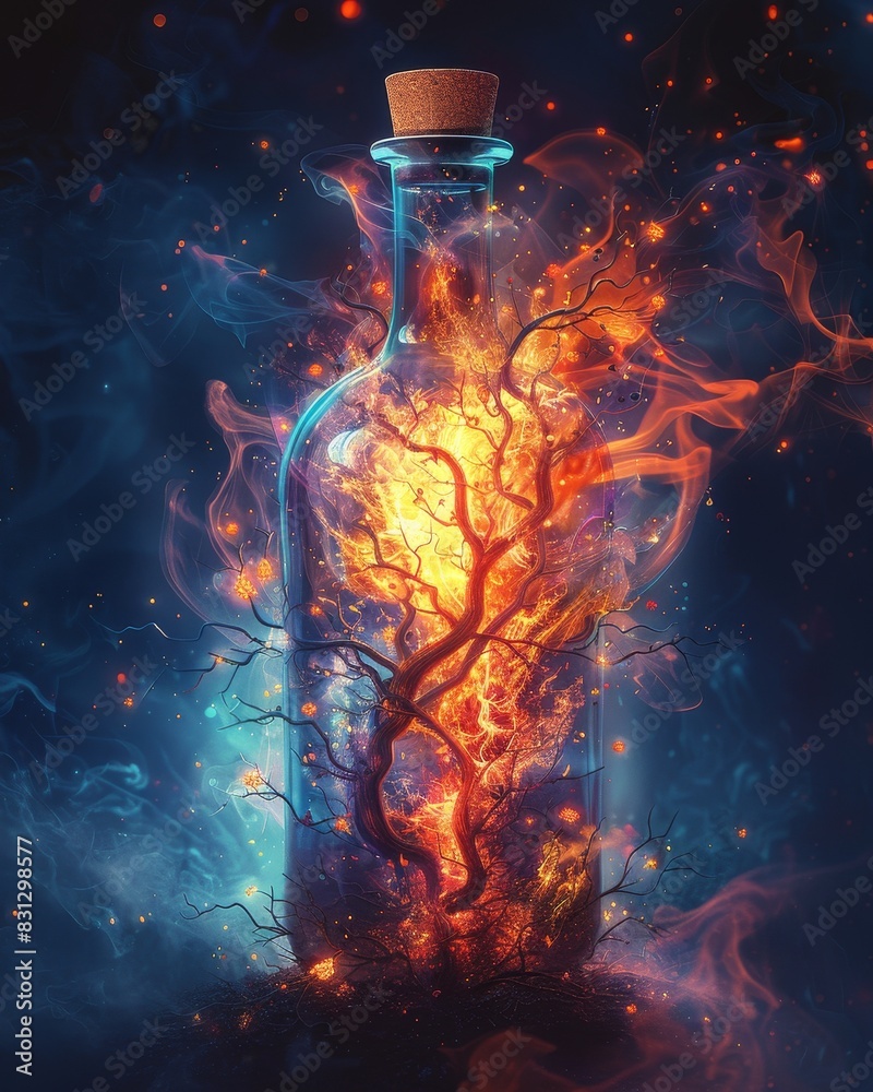 A fantasy themed logo for a magical elixir brand, featuring mystical ...