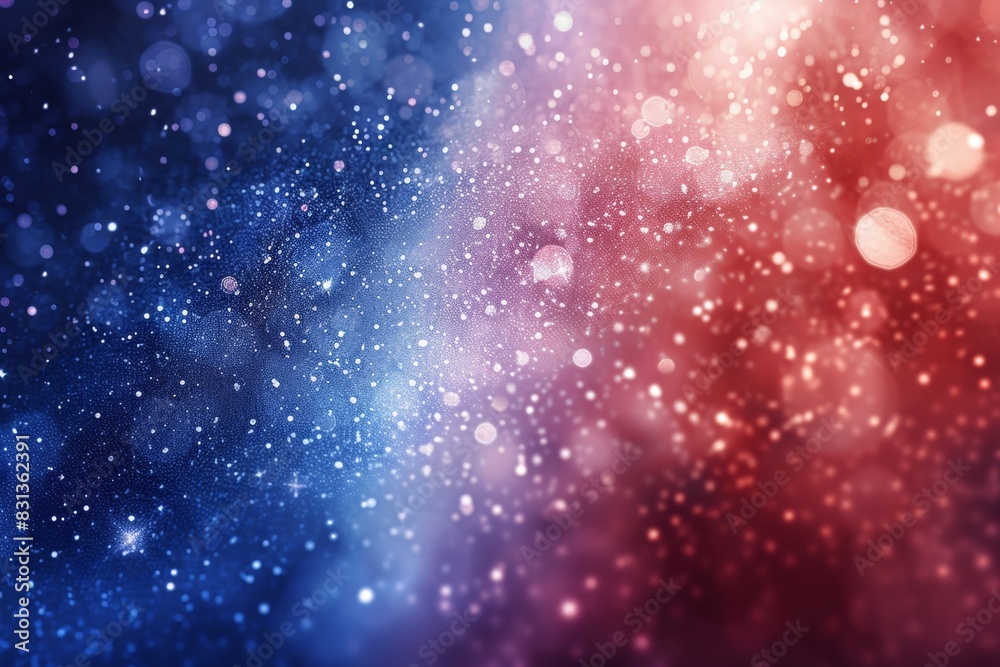 Red, white and blue glitter background with bokeh lights in the colors ...