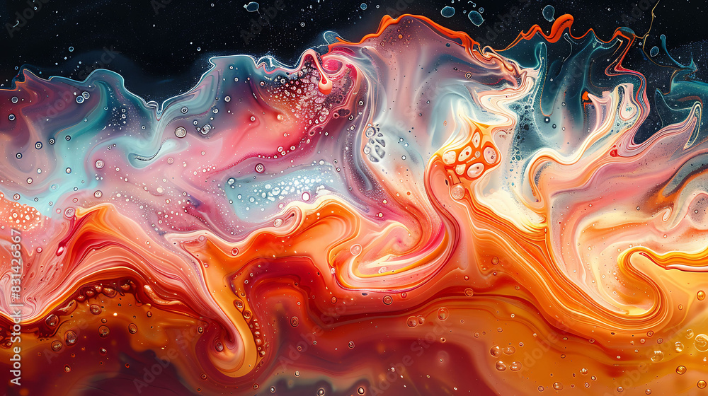 nonrepresentational abstract painting with fluid organic shapes and a ...