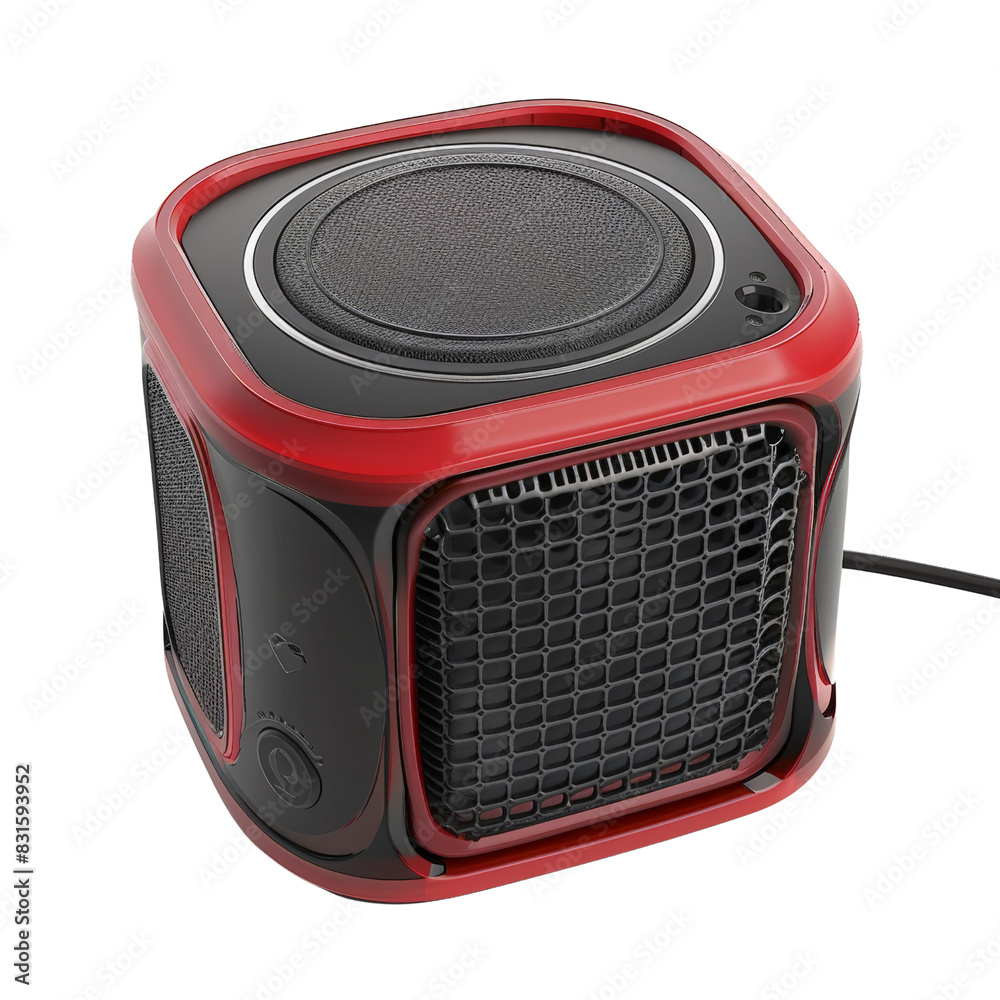 Compact Red Electric Heater: A sleek, compact electric heater in ...