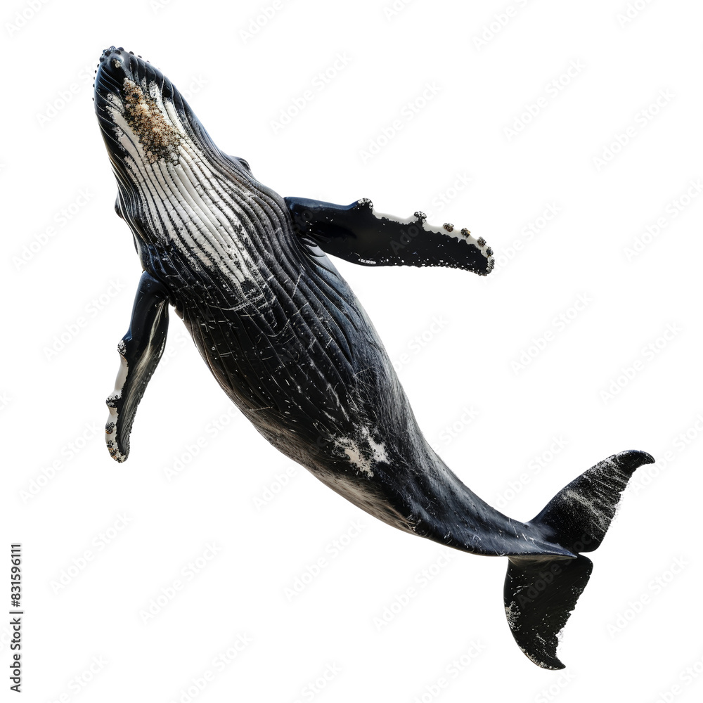 Humpback whale isolated on transparent background, cut out, png, bottom ...