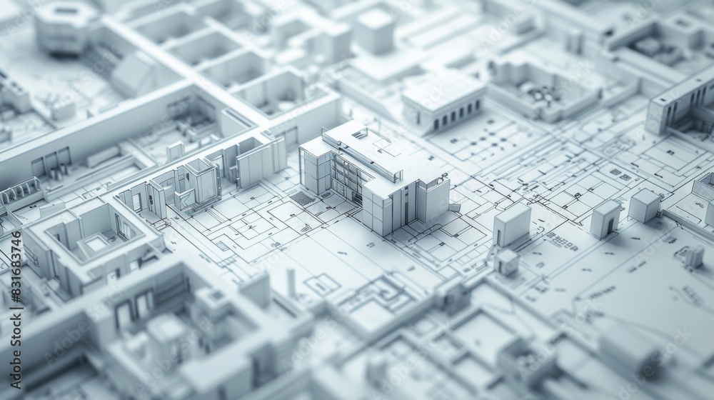 Intricate architectural model displaying detailed blueprints and ...