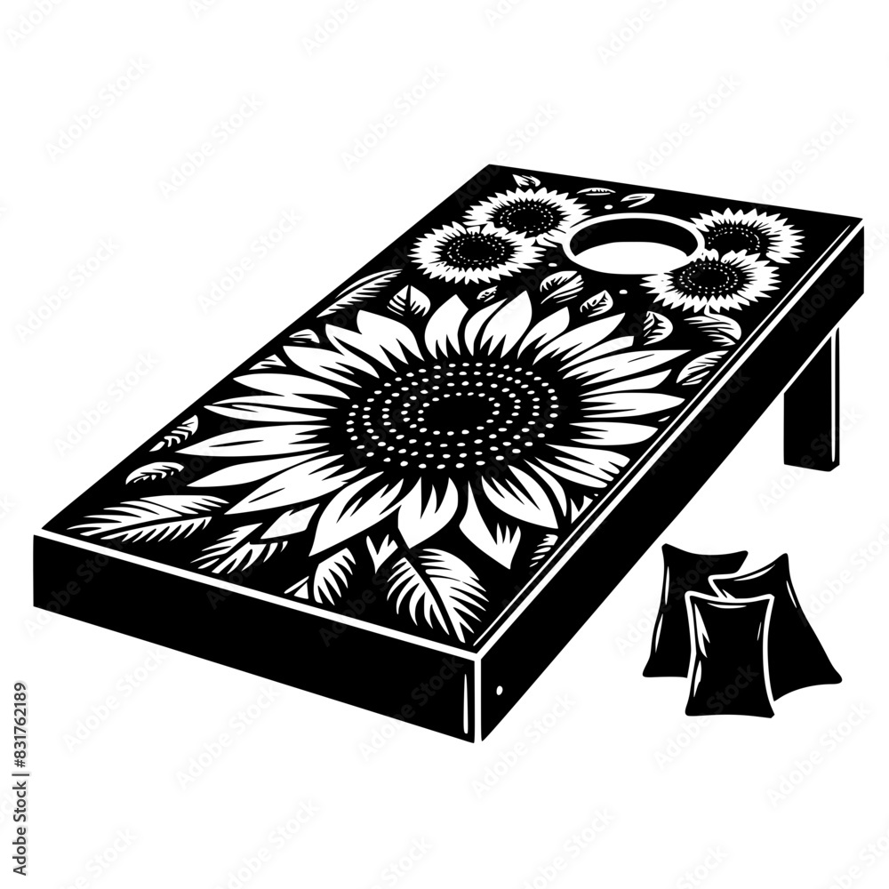 Cornhole Game Vector Illustration, Minimalist black and white vector ...