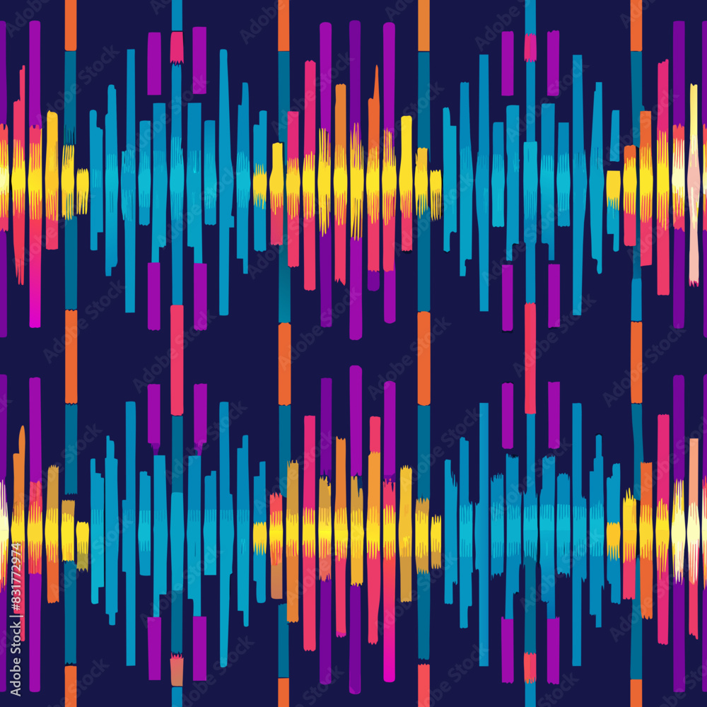 Seamless pattern of glitched-out audio waveforms and sound frequencies ...