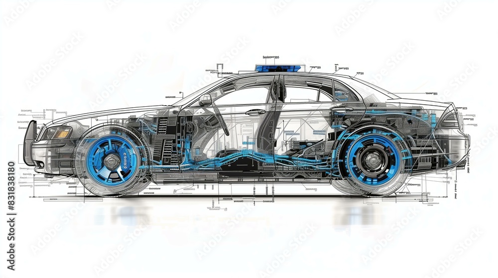 car technical drawing, pencil drawing Stock Illustration | Adobe Stock