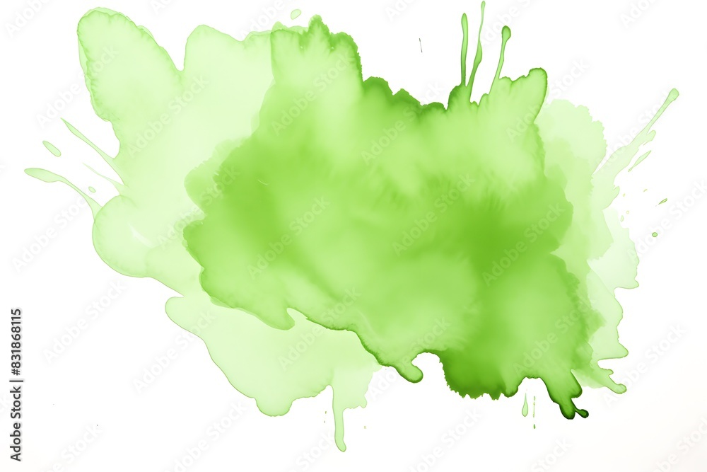 Watercolor green ink splash vector isolated on white background, green ...