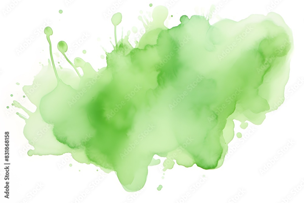 Watercolor green ink splash vector isolated on white background, green ...