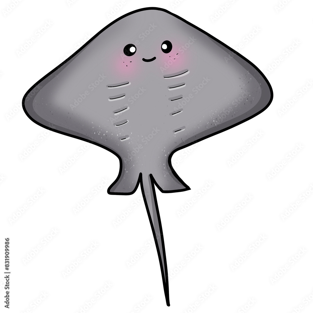 stingray cartoon isolated hand draw Stock Illustration | Adobe Stock