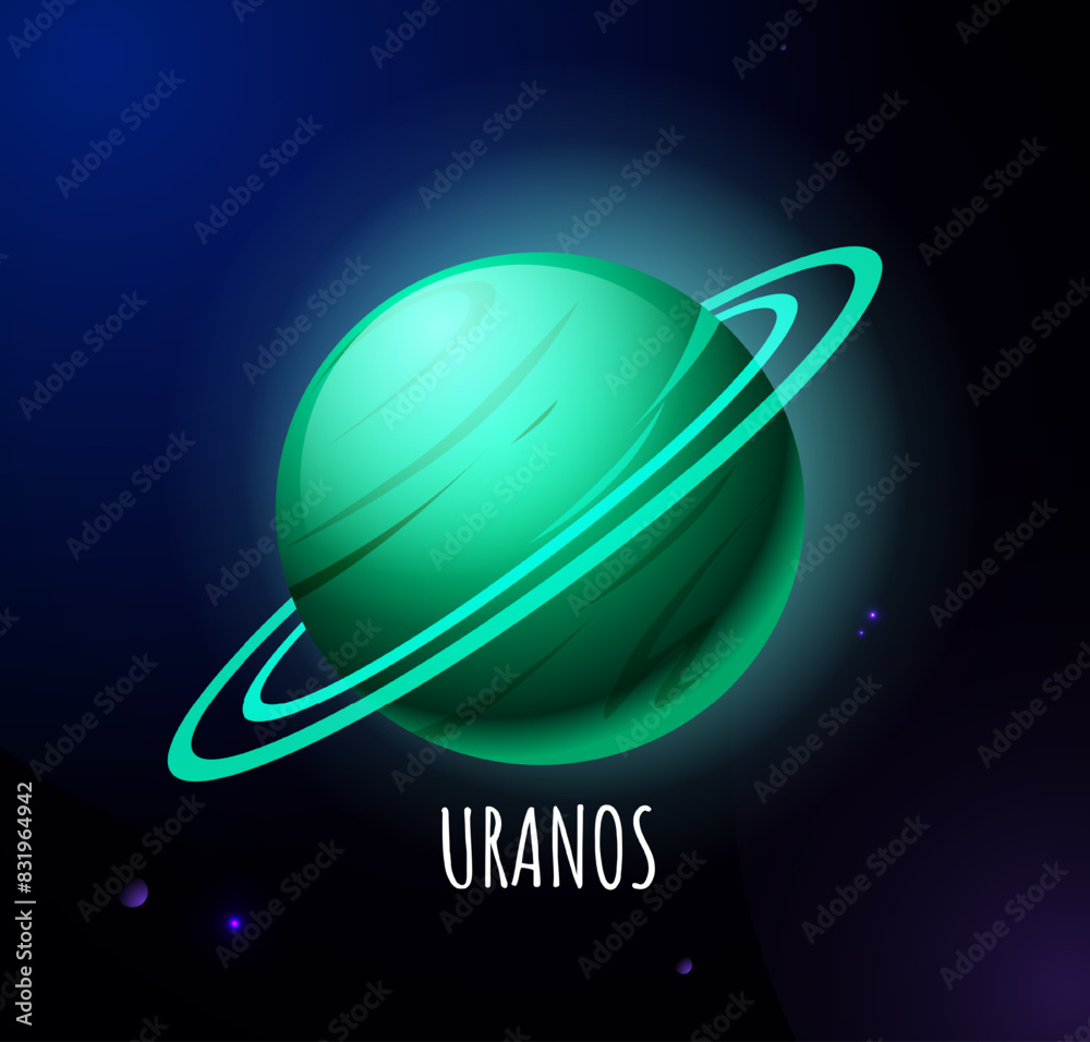 Vector de Stock Solar system planet. Icon with cold planet Uranus with ...
