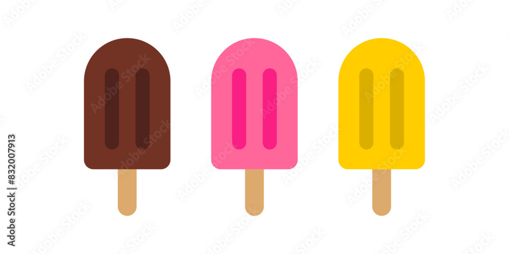Vector de Stock Logo popsicle. Grupo de helados de paleta sabores fresa ...