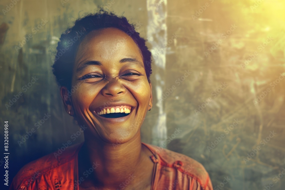 authentic portrait of black woman, facial expression with bold vivid ...