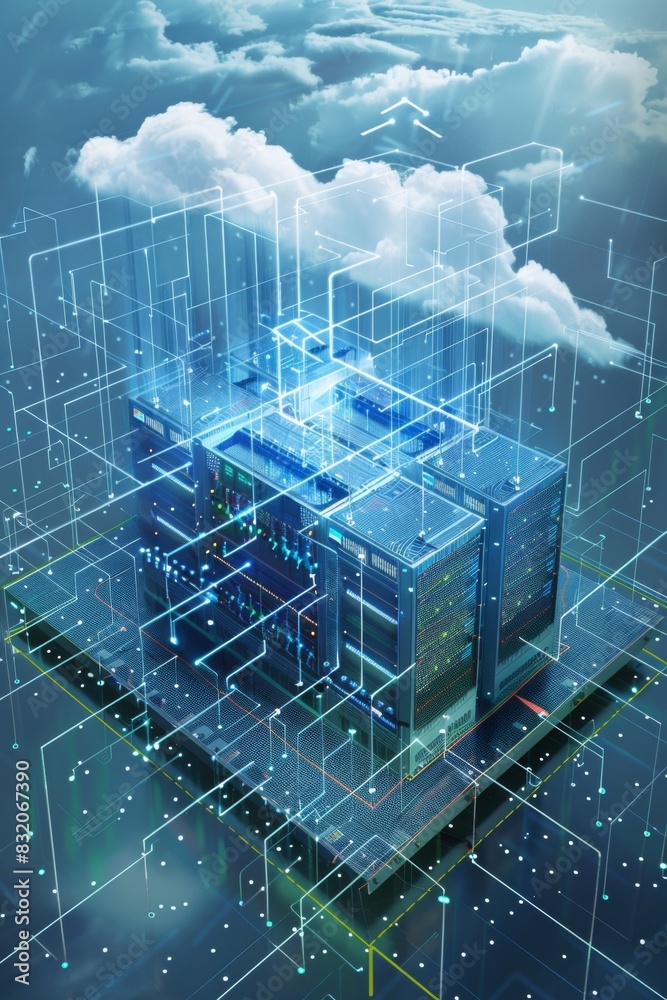 Stock-Illustration „Cloud architecture blueprint, layered diagram with ...