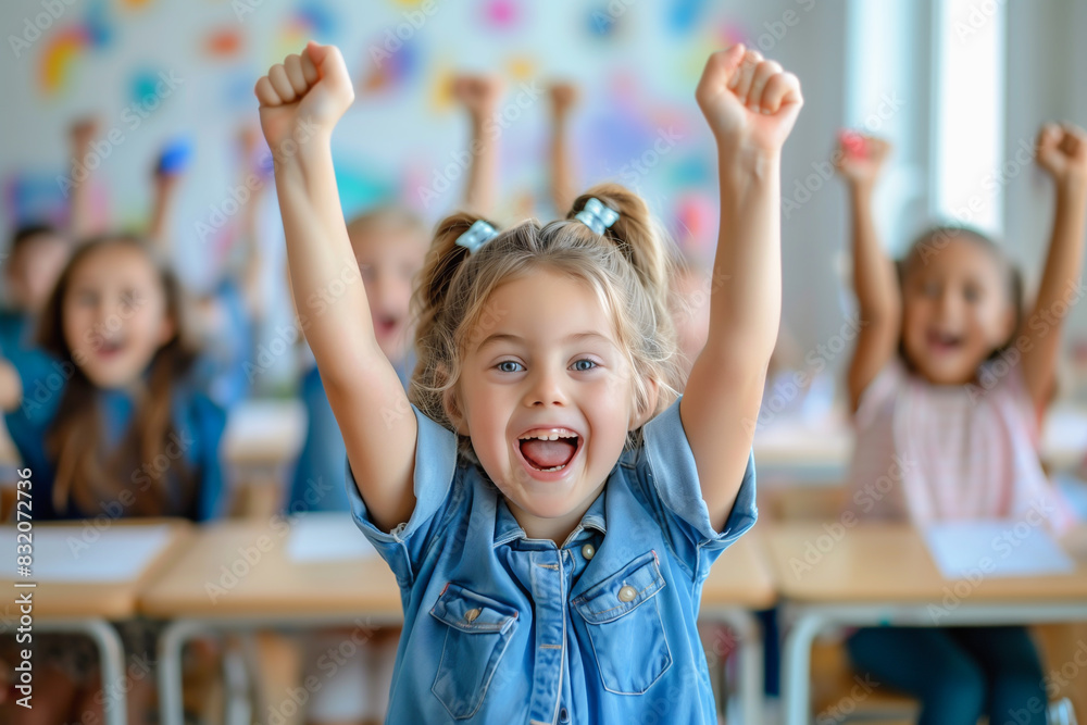 Adorable children looking excited and happy, smiling and laughing ...