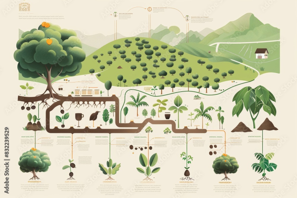 Infographic detailing coffee production from trees planting the first ...