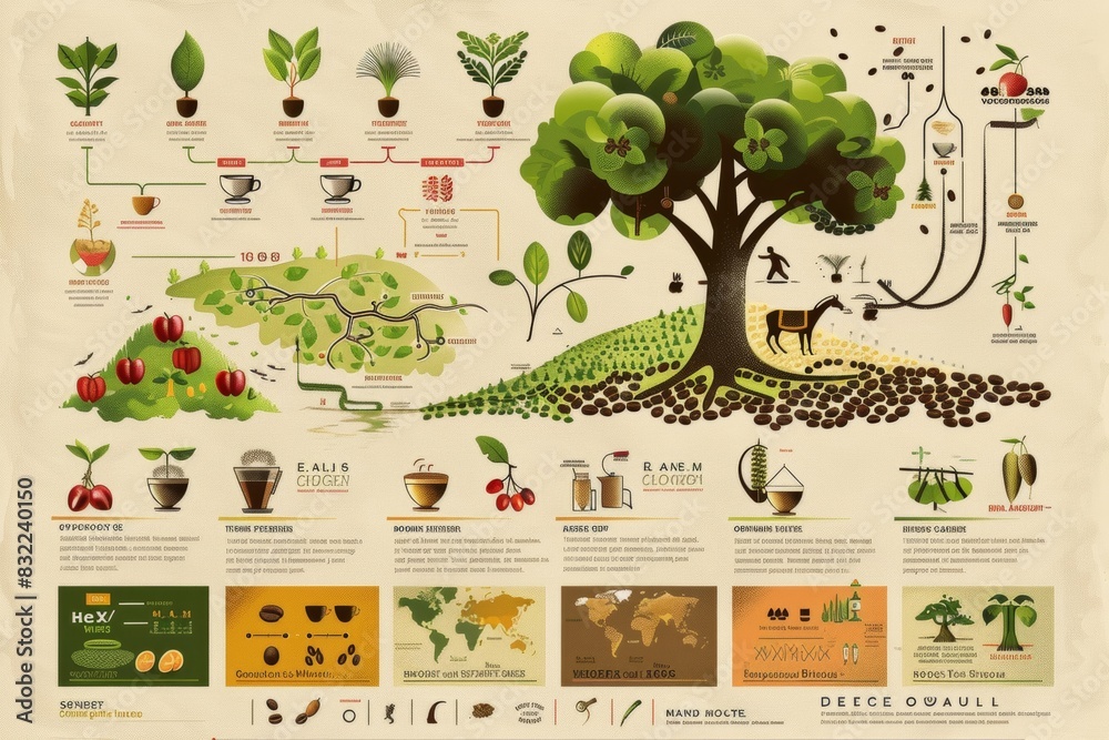 Infographic detailing coffee production from trees planting the first ...