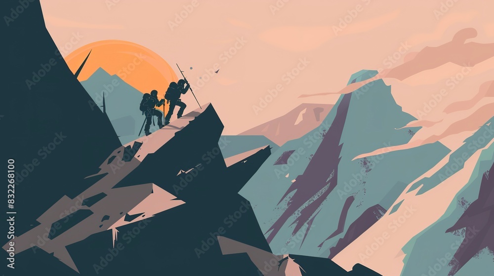 Predators of the peaks brochure flat design side view survival ...