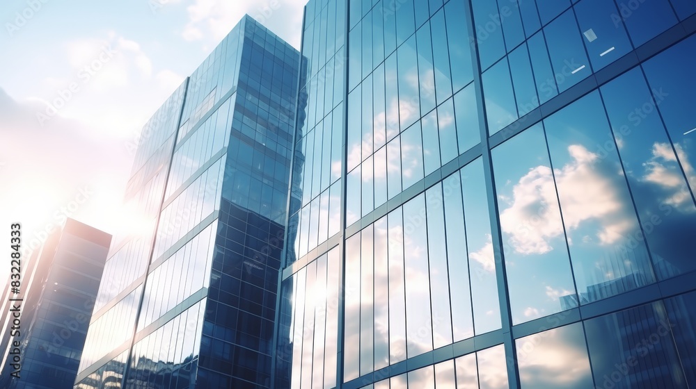 Modern office building or business center. High-rise window buildings ...