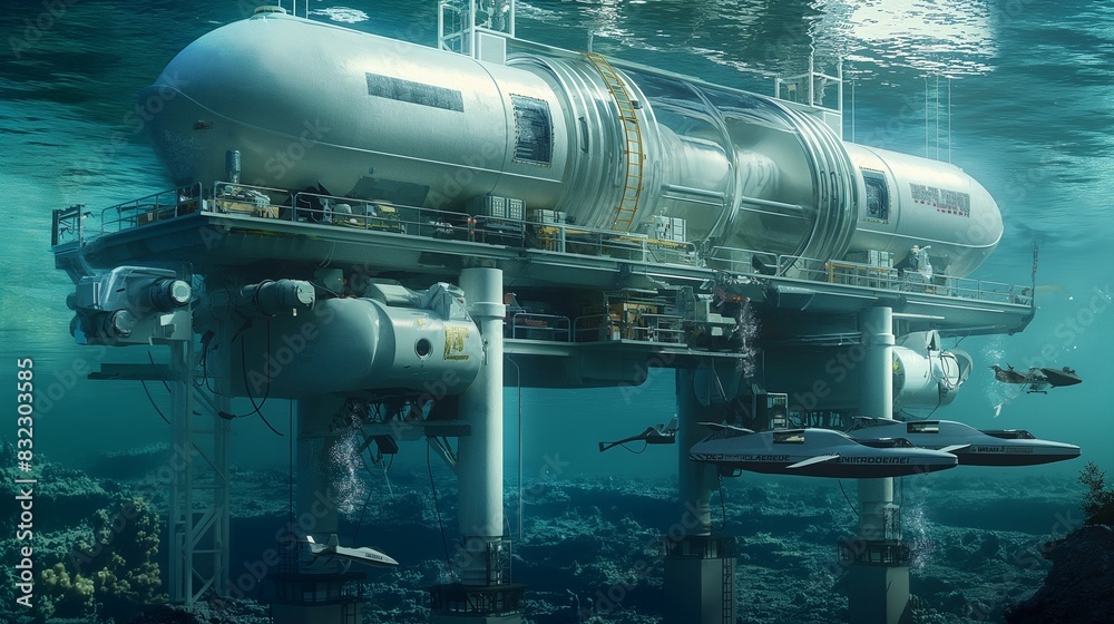 An underwater base station module for extended missions, featuring ...