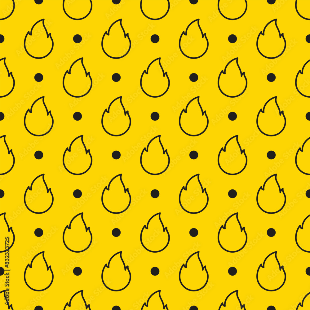Seamless yellow pattern with fire, background with fire signs. Stock ...