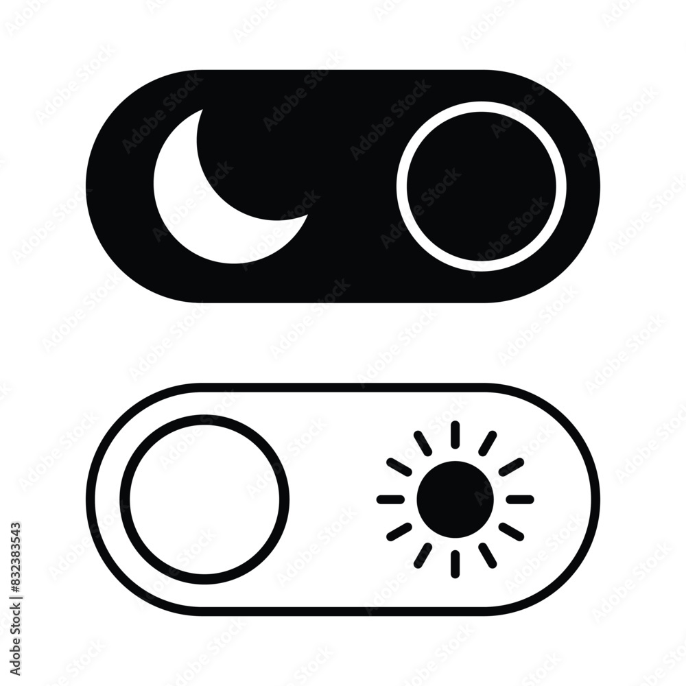 dark mode and light mode toggle switch. black and white day and night ...