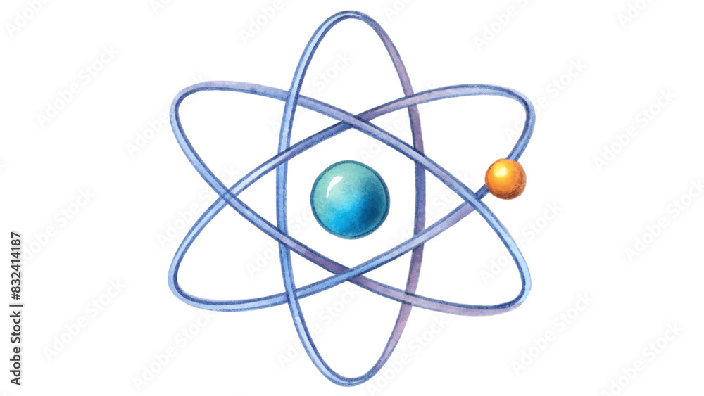 Scientific illustration of an atom, a basic unit of matter, with a ...