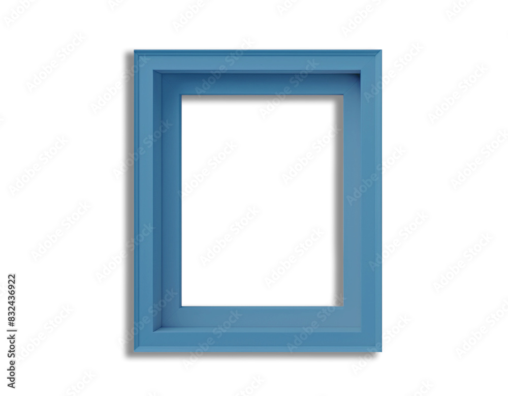Simple blue square frame on transparent background in PNG format. This ...