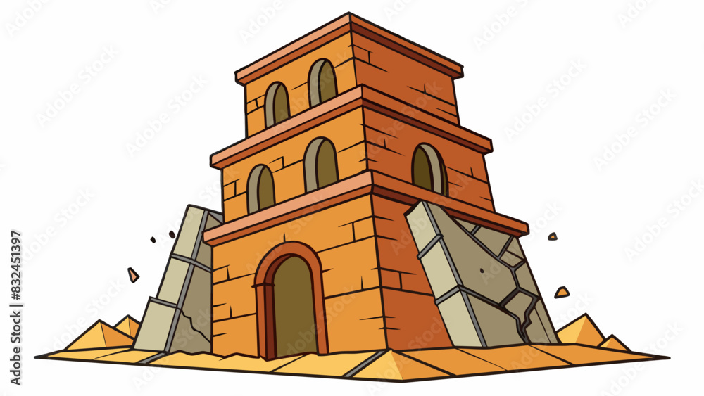 The towering crumbling building threatened to collapse at any moment ...