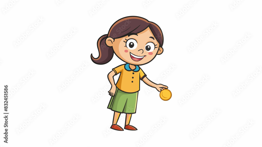 The young girl smiled brightly as she reached into her pocket ...