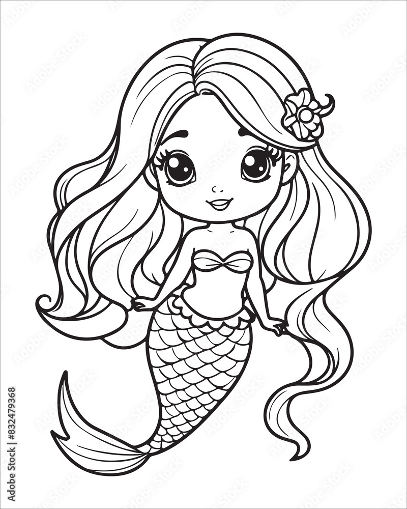 Cute mermaid Coloring pages for kids, ocean animals coloring pages ...