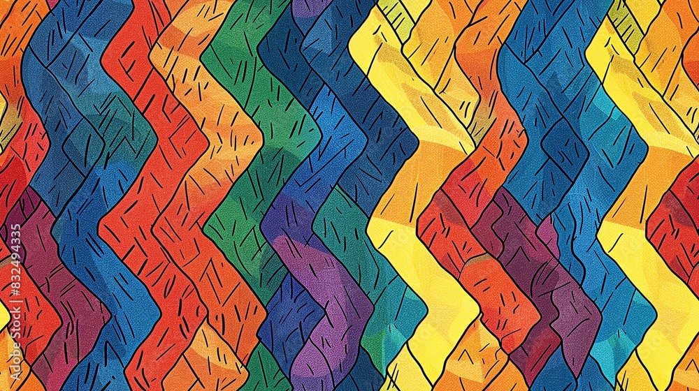 Seamless pattern of hand-drawn Progress Pride Flags with vibrant colors ...