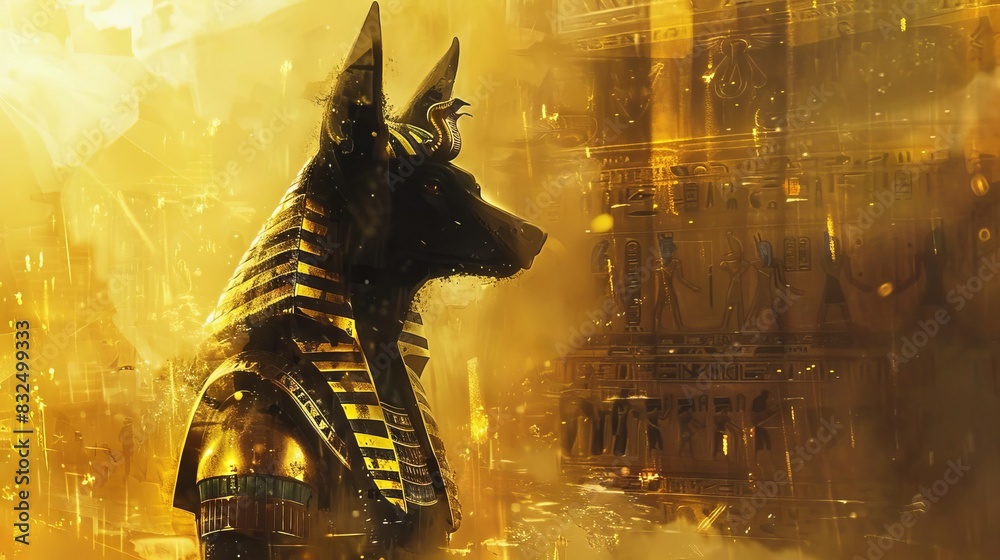majestic ancient egyptian god anubis mysterious blurred temple ...