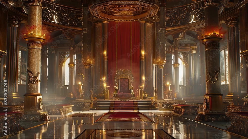 opulent royal palace interior with golden and red accents majestic ...