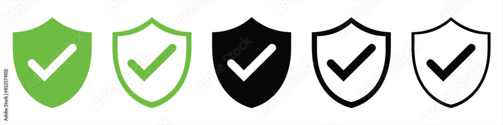Shield check mark icon. Security shield protection icon with tick ...