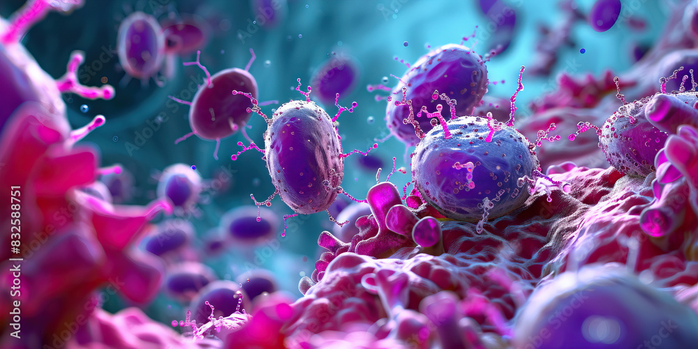 Antibiotic Mode of Action: Detailed view of antibiotics interacting ...