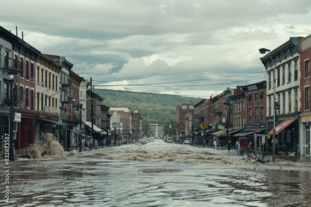 Flooded city streets major flood incident dangerous urban natural ...
