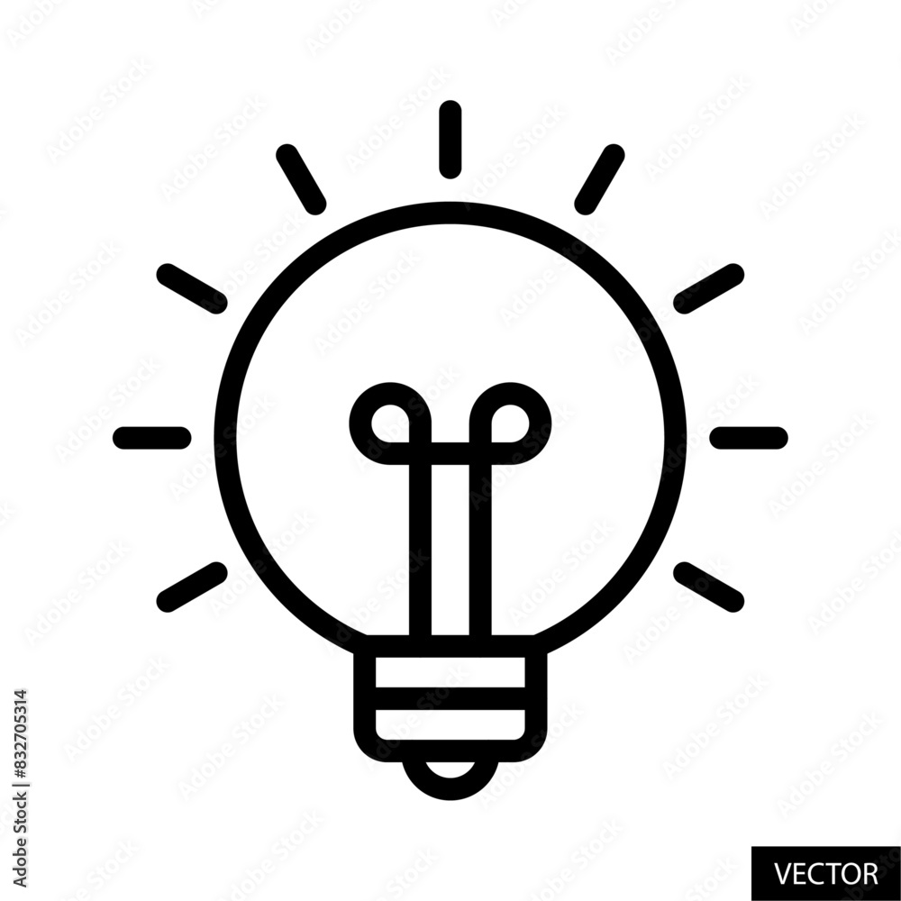 Electric light bulb, idea vector icon in line style design for website ...
