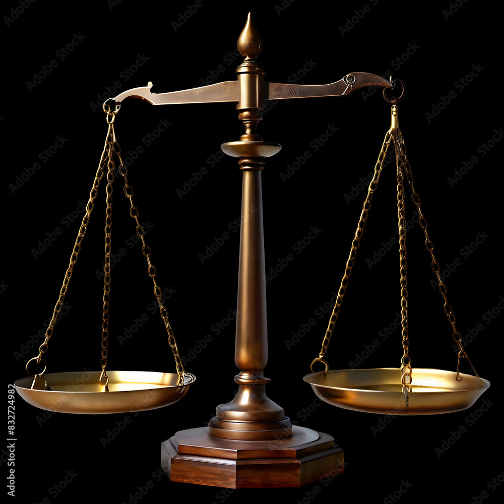 balance scale isolated on transparent background . Golden Libra scales ...