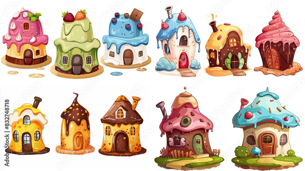 cute fairytale pudding cake cartoon house clipart isolated on white ...