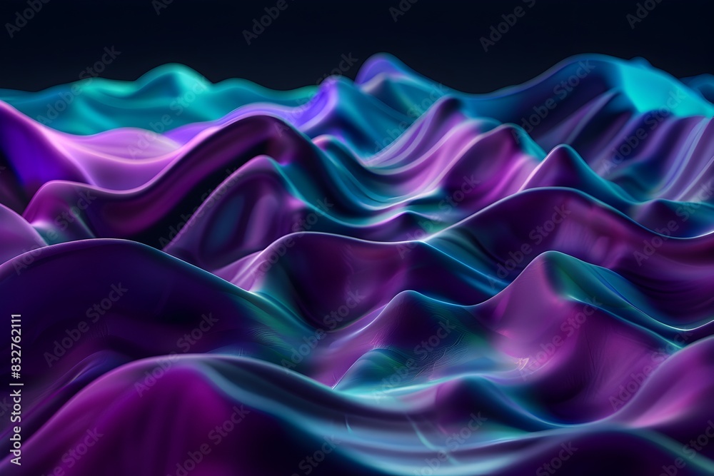 abstract background with purple and blue waves, black background, dark ...