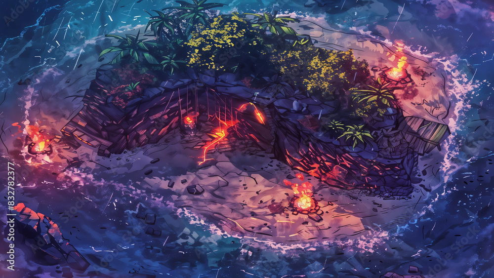 island Battlemap DnD,RPG Map for Dungeons and Dragons, Sea,game ...