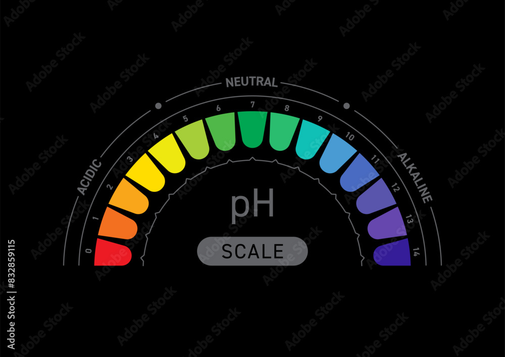 vector acidity alkalinity chart. semicircle ph acid base scale. ph ...