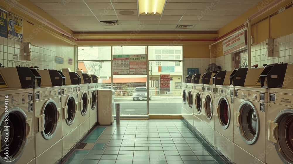 Coin operated washing machine businessA laundromat with an open sign ...