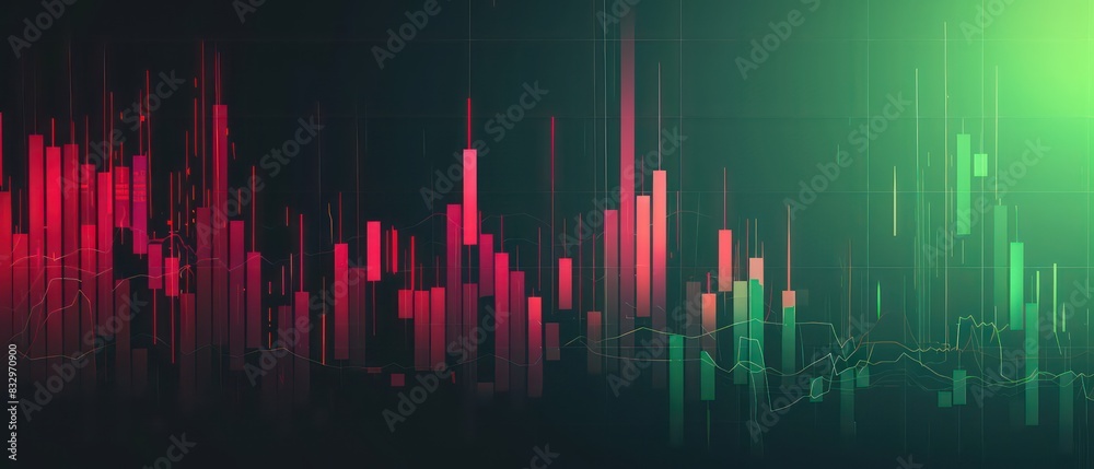 candlestick stock chart abstract wallpaper in green and red bars on a ...