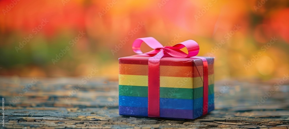 Colorful rainbow gift box present. LGBT pride gender equality symbol ...