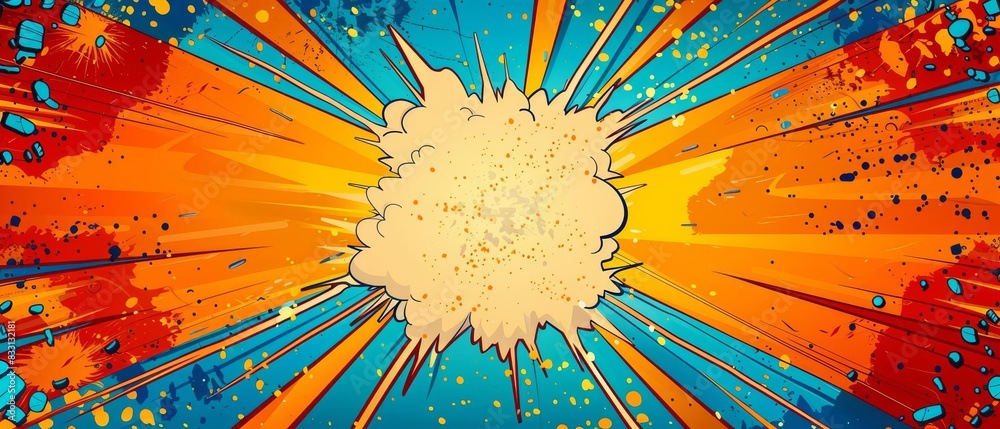 Blank comic explosion background, superhero theme, birthday card design ...