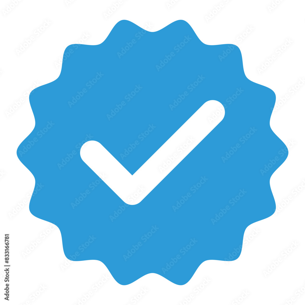 Blue tick social media verified account icon. approved profile sign ...